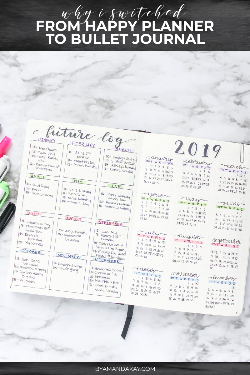 Why I Switched to a Bullet Journal vs. Happy Planner | By Amanda Kay