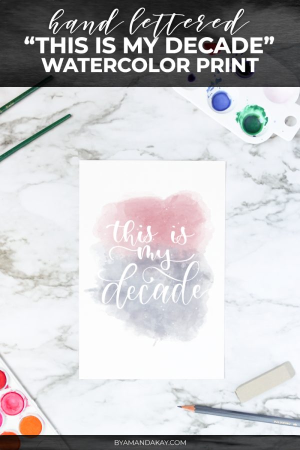 Free Hand Lettered Watercolor Printable | This is my Decade | By Amanda Kay