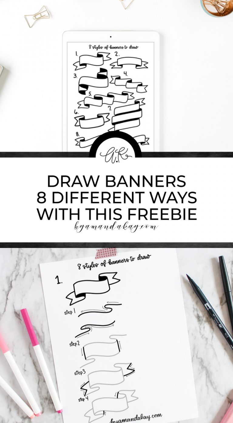How to Draw Banners with Free Printable Worksheets | By Amanda Kay